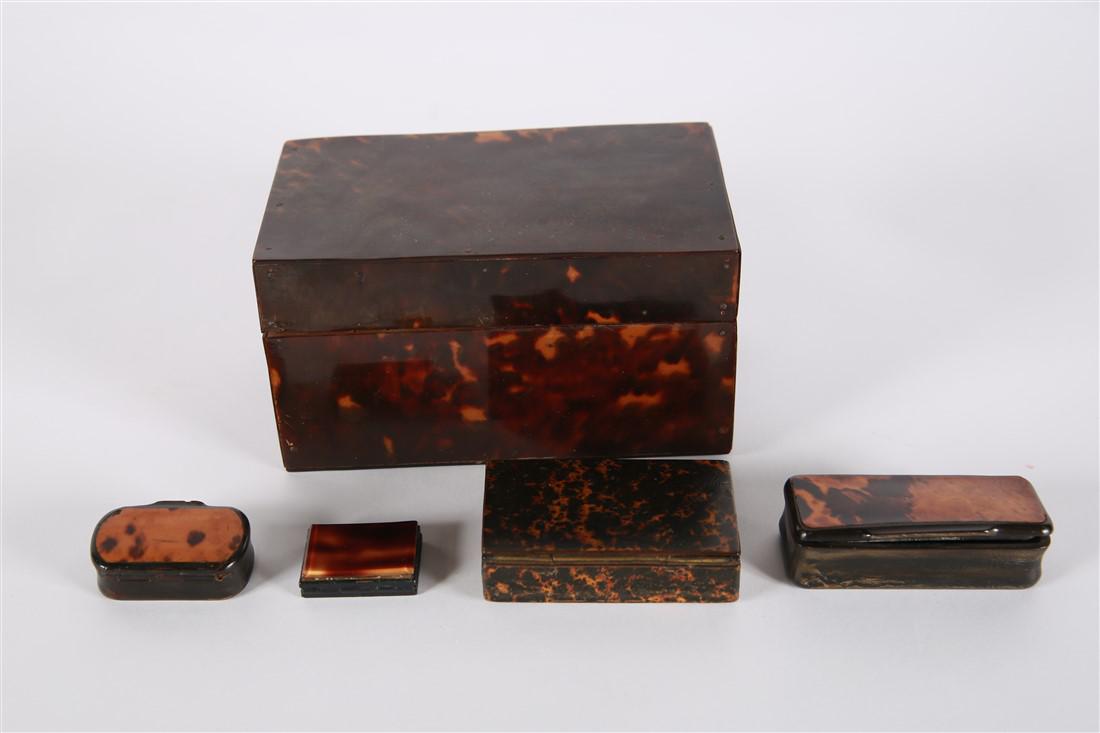 Collection Of Five Tortoise Shell Boxes Auction