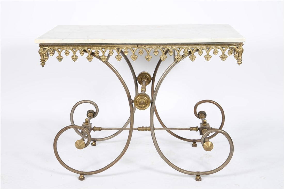 French Marble Top Pastry Table Auction