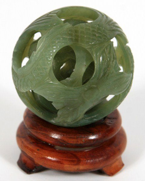 Carved Jade Puzzle Ball, Chinese, 20th C.