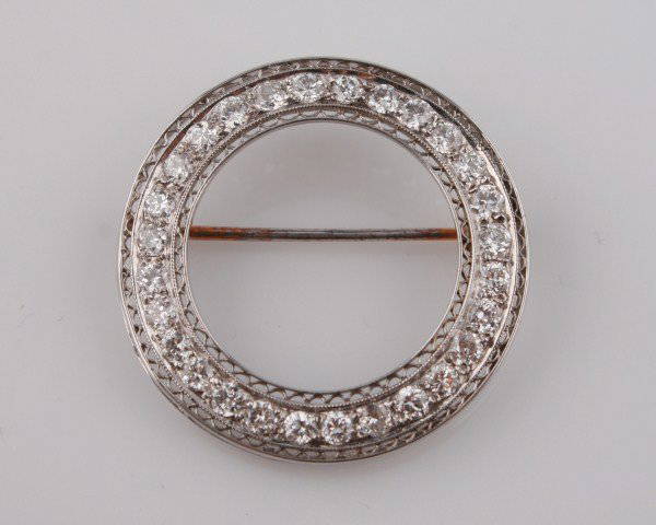 Ladies 14k White Gold Diamond Pin