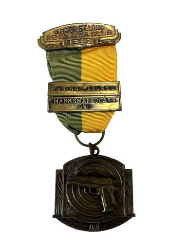 Vintage 1952 Medal Greater St.louis Revolver Club (.45 Nat.course ...