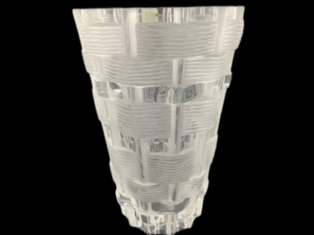 Lalique France Frosted Basket Weave Vase Auction