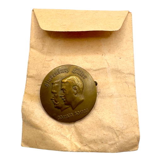 Adolf Hitler Hindenburg Commemorative Badge With Factory Envelope