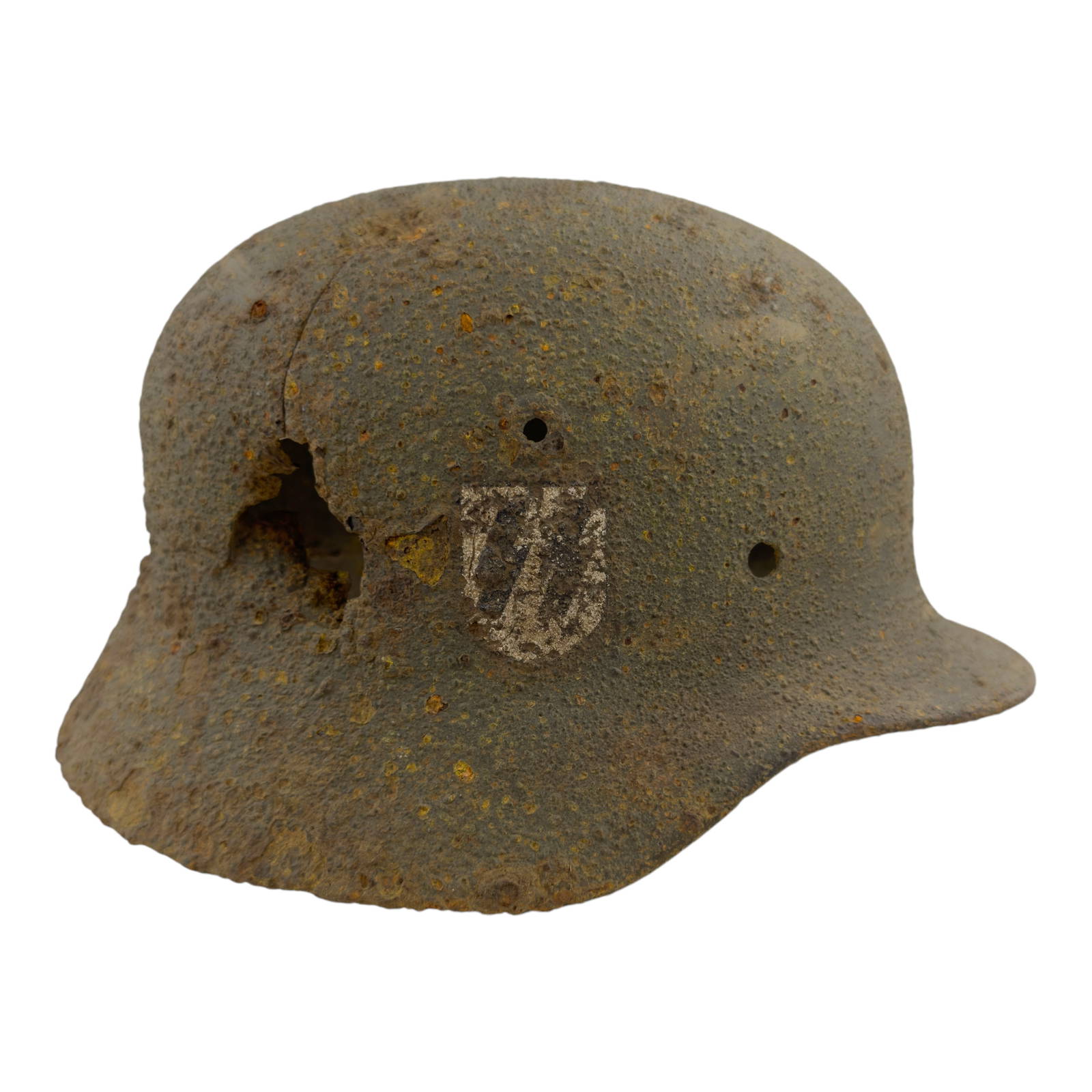 Waffen Ss Double Decal Helmet - Battlefield Recovered Battle Damaged ...