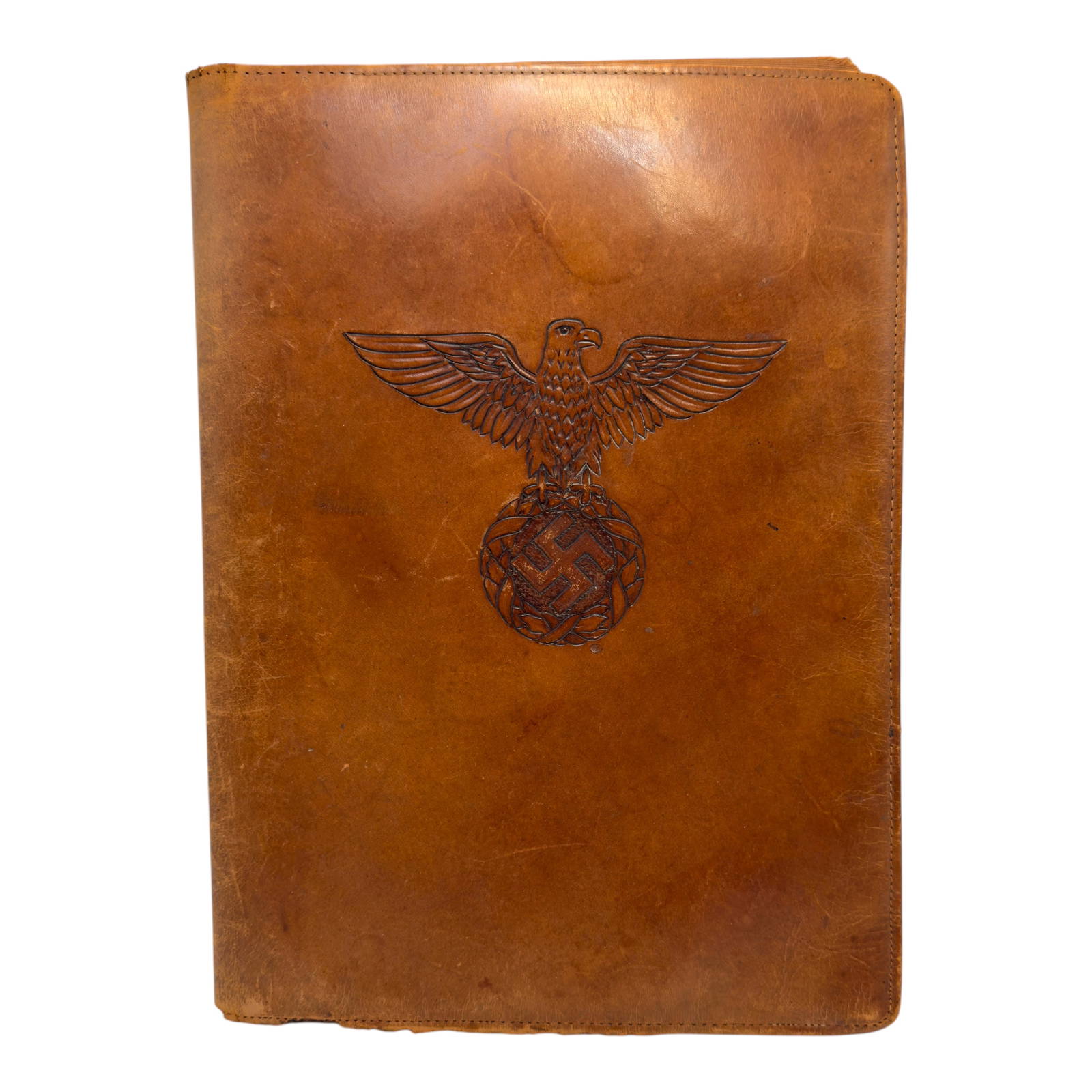 Third Reich Nazi Leather Folder Blotter With Locking Compartment Auction
