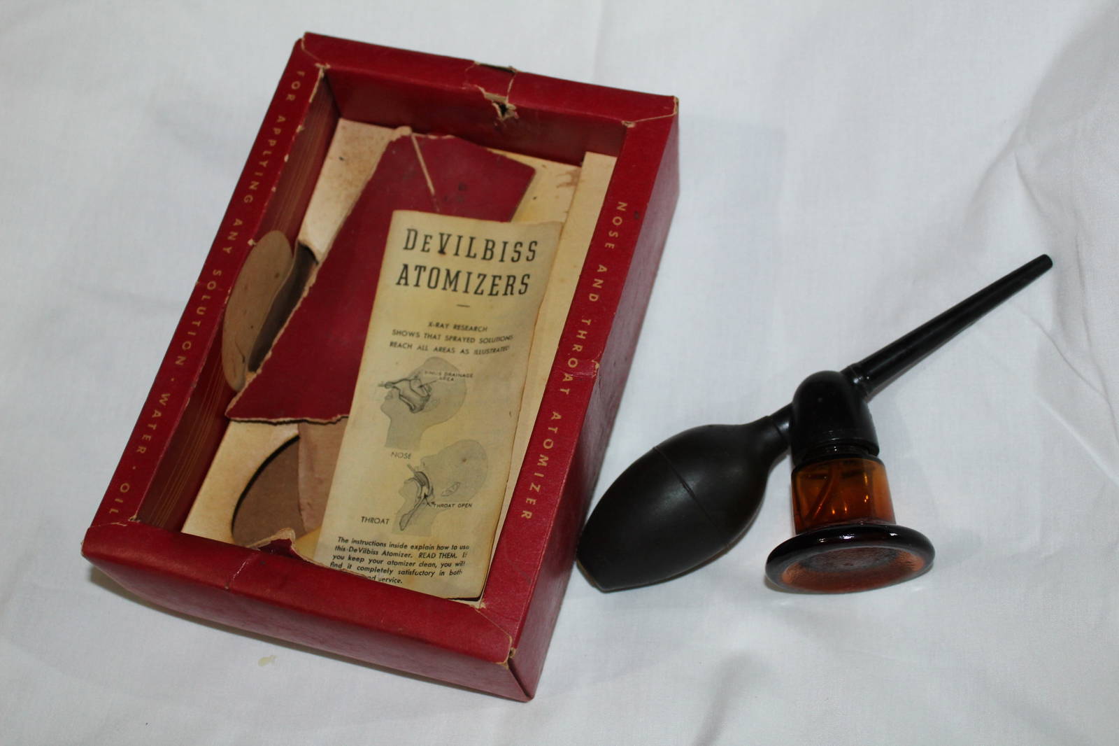 Vintage 1940's Devilbiss Atomizer 114 Amber Glass Nose & Throat Medical ...