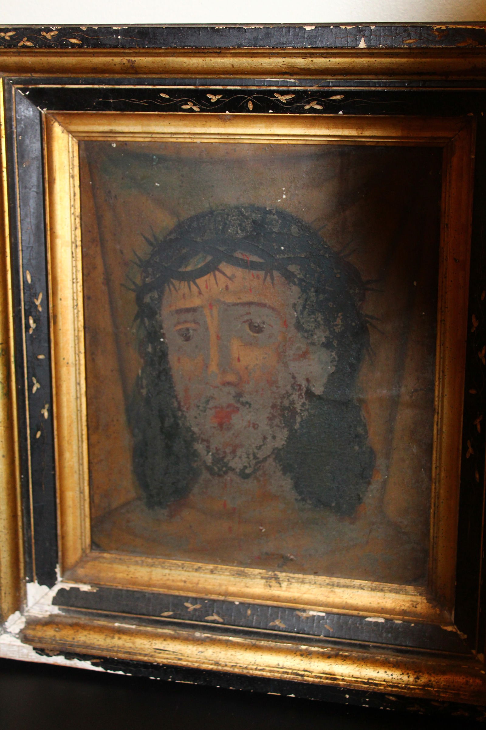 Antique Framed Painting Of Jesus Auction