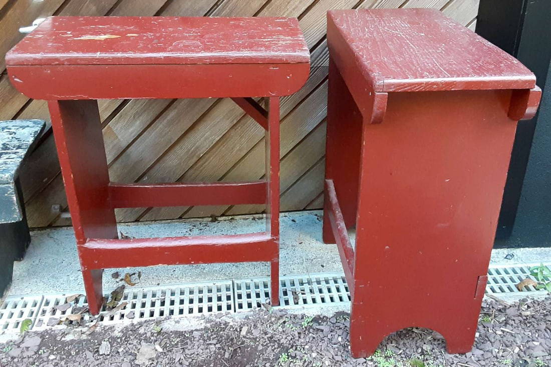 Pair Antique Tall Primitive Bucket Benches Auction