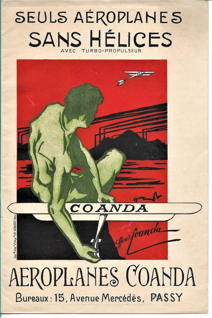 1910 Coanda Jet Turbine Airplane Catalog Rare Auction