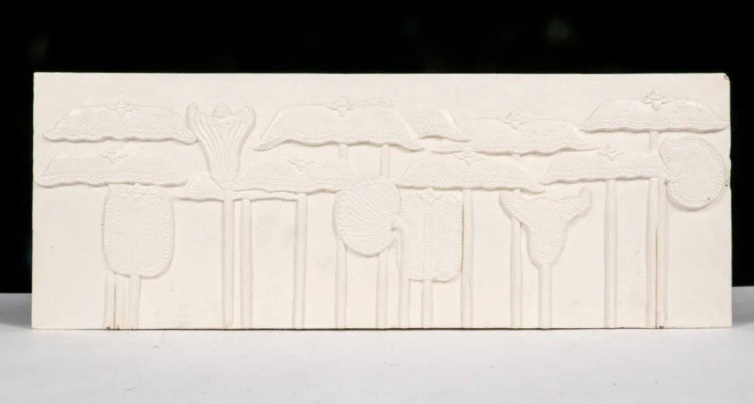 Carved White Plaster Plaque Auction