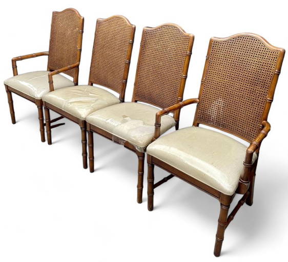 Set 0f 4 Vintage Dining Chairs Faux Bamboo Dixie Furniture Aloha ...