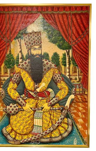 Monumental Original Signed Painting Of Portrait Of Fath Ali Shah, In ...