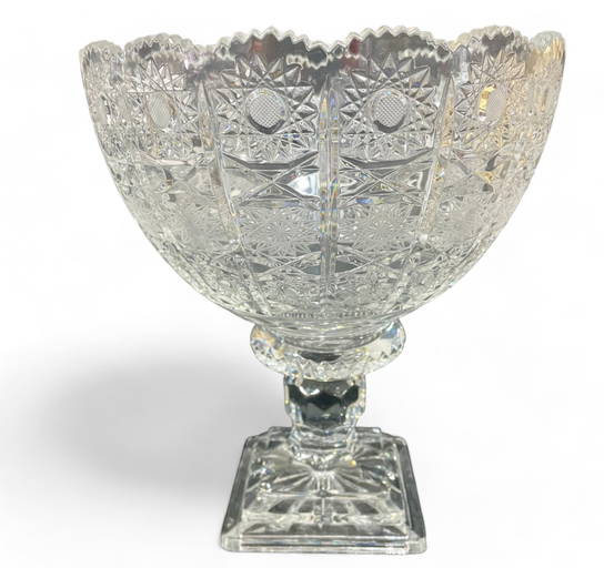 Hungarian Crystal Cut Queen Lace Bohemian Crystal Pedestal Bowl