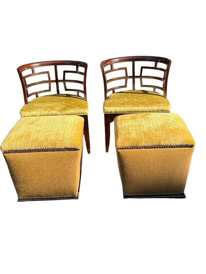 Pair Of Gold Velvet Patterned Storage Ottomans Auction