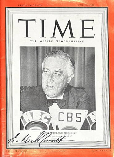 Franklin D. Roosevelt Autographed Time Magazine