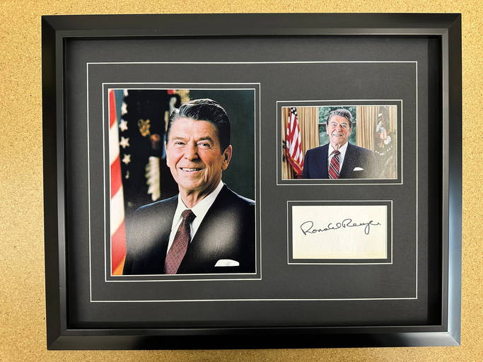 Ronald Reagan Cut Autograph In Custom Matting With Frame
