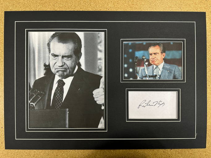 Richard Nixon Matted Autograph And Photo Display
