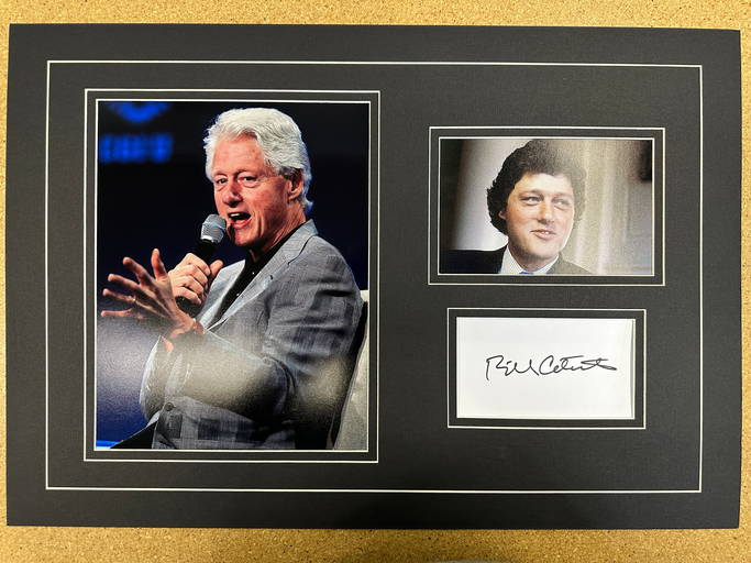 Bill Clinton Matted Autograph & Photo Display