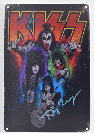 Kiss Autographed Metal Sign