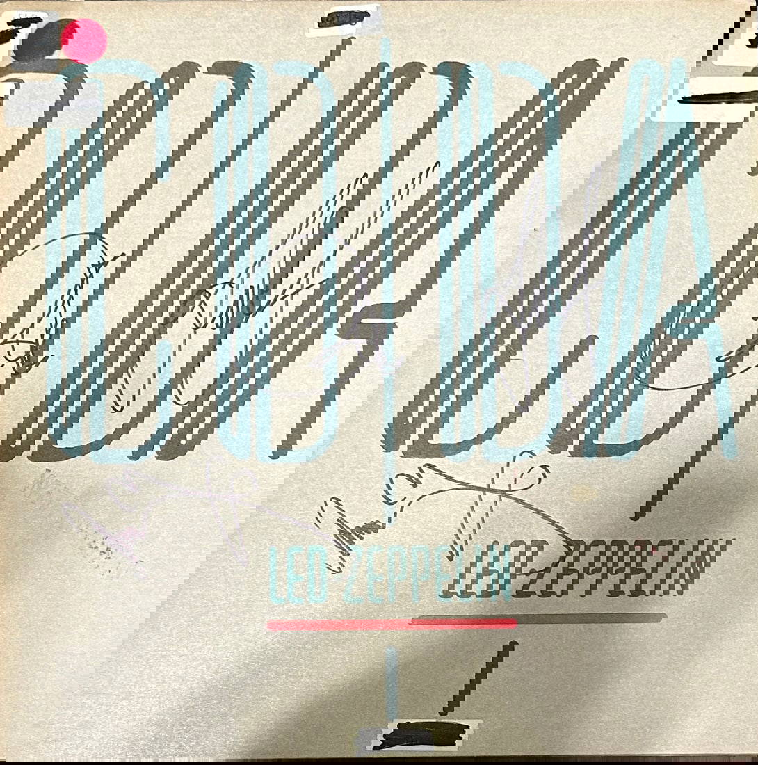 Led Zeppelin Autographed Album Page Plant Jones W/coa Auction