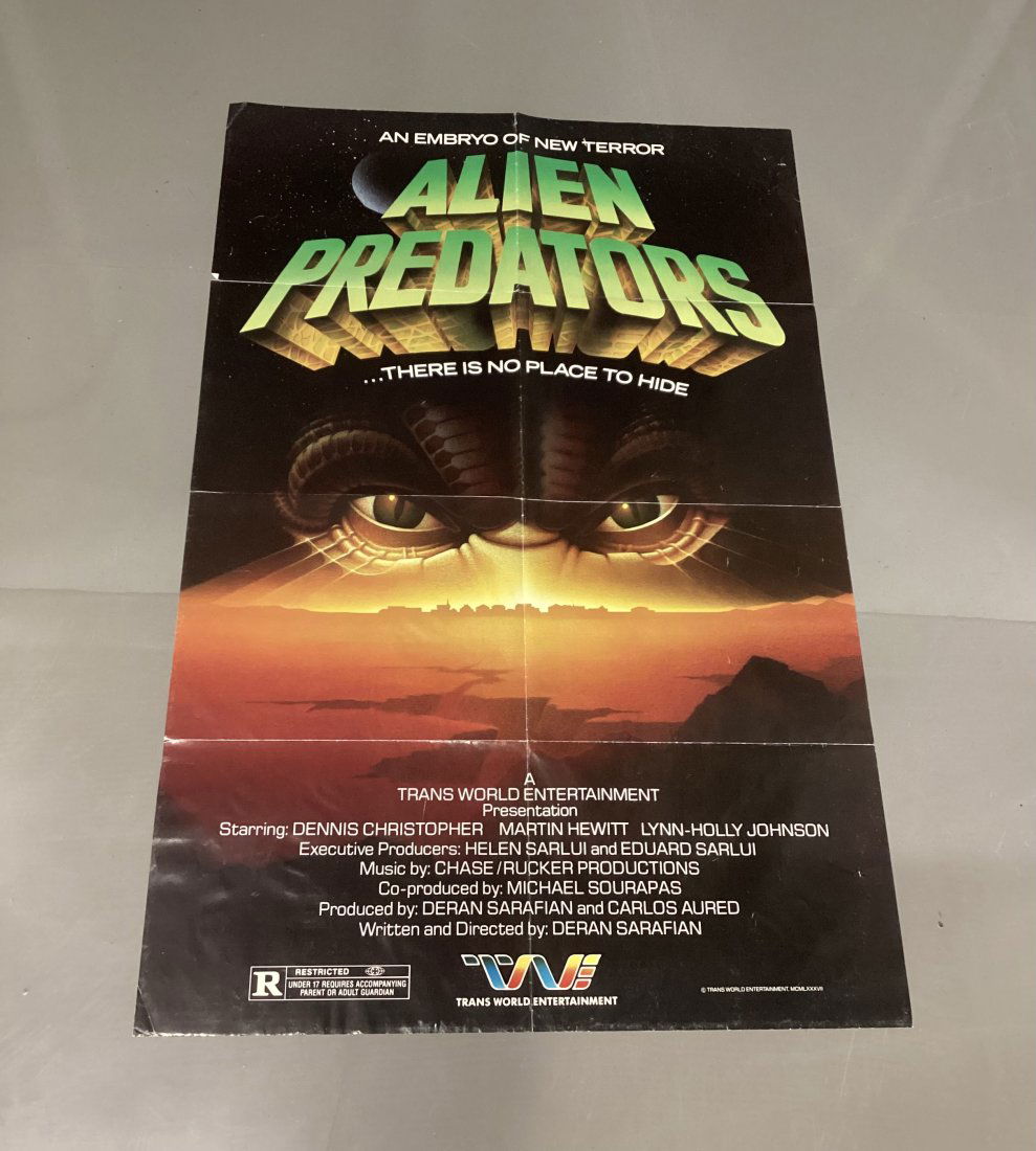1986 Alien Predators B Horror Movie Poster Auction