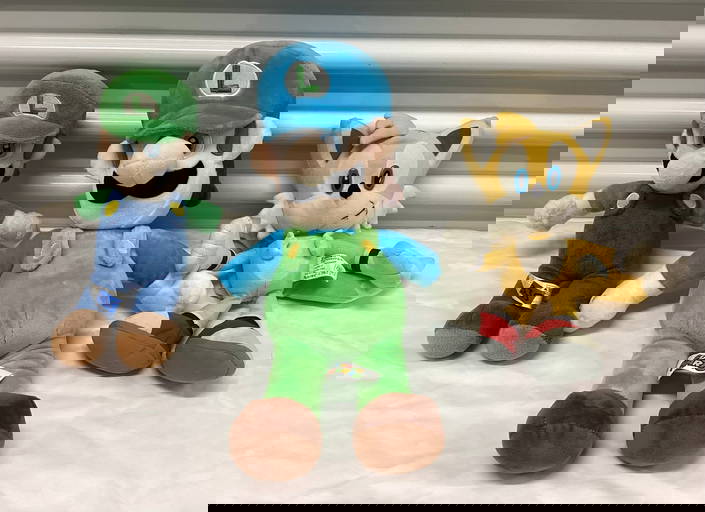 Super Mario Bros Luigi & Sega Sonic Plush