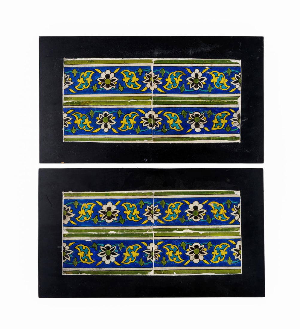 Eight (8) Framed Safavid Border Tiles, 17th Century, Persia Auction