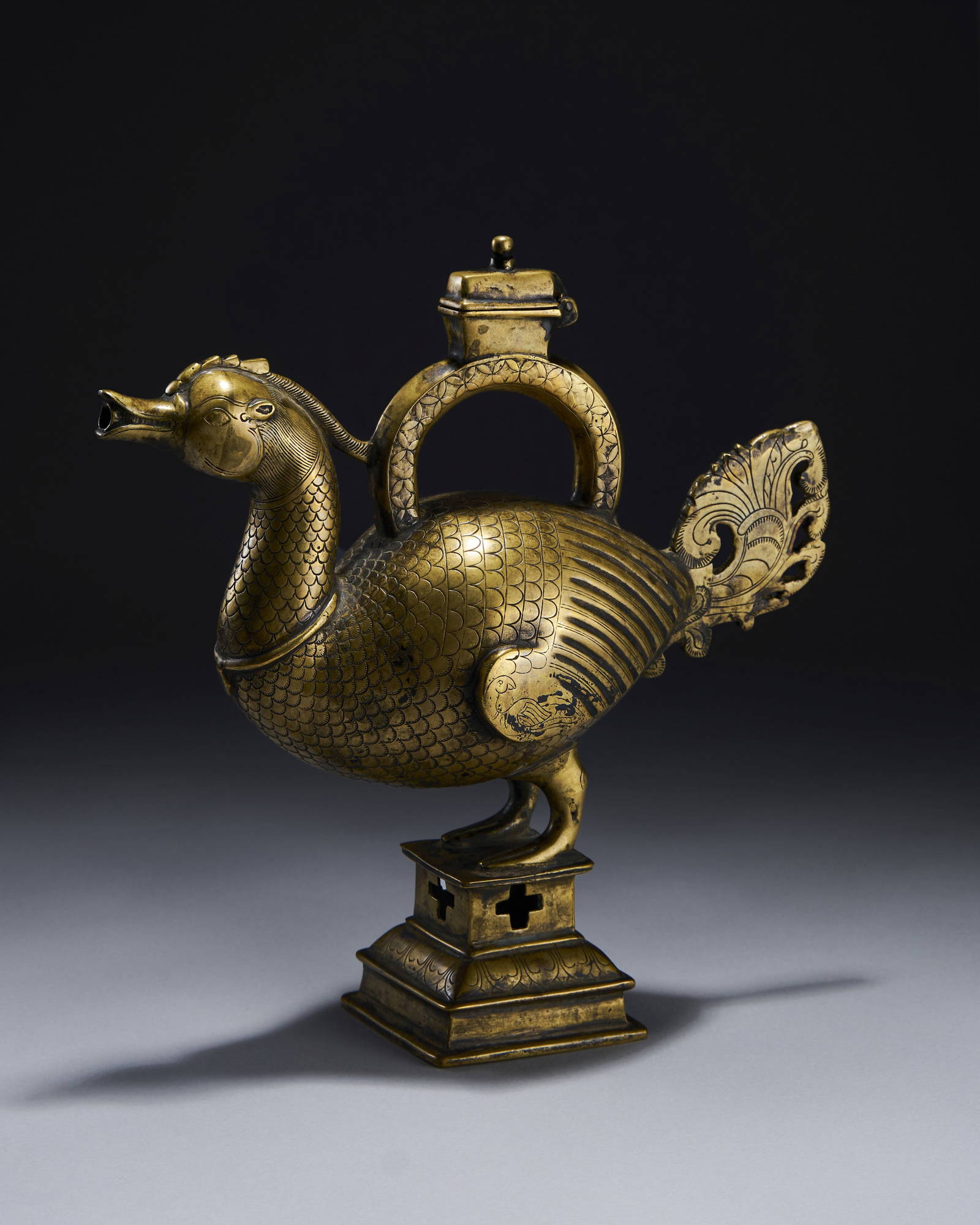 A Rare Mughal Gilt Bronze Aquamanile In The Form Of A Goose (hamsa ...