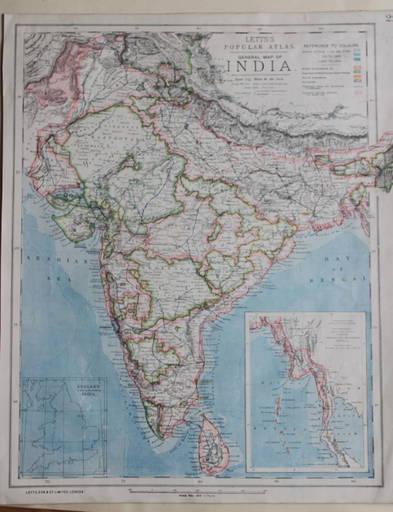 General Map Of India Published By Thomas Letts 1883