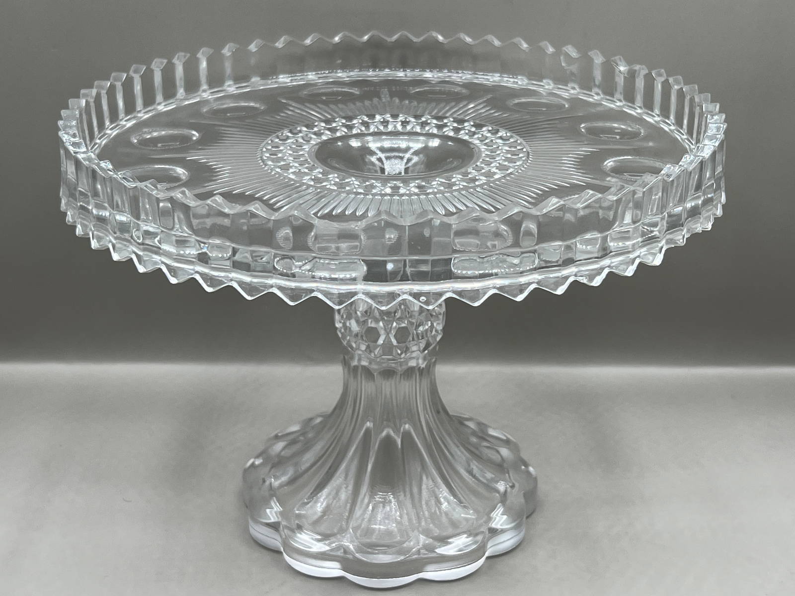 Manhattan Clear Glass Round Cake Stand Pedestal Dish Auction