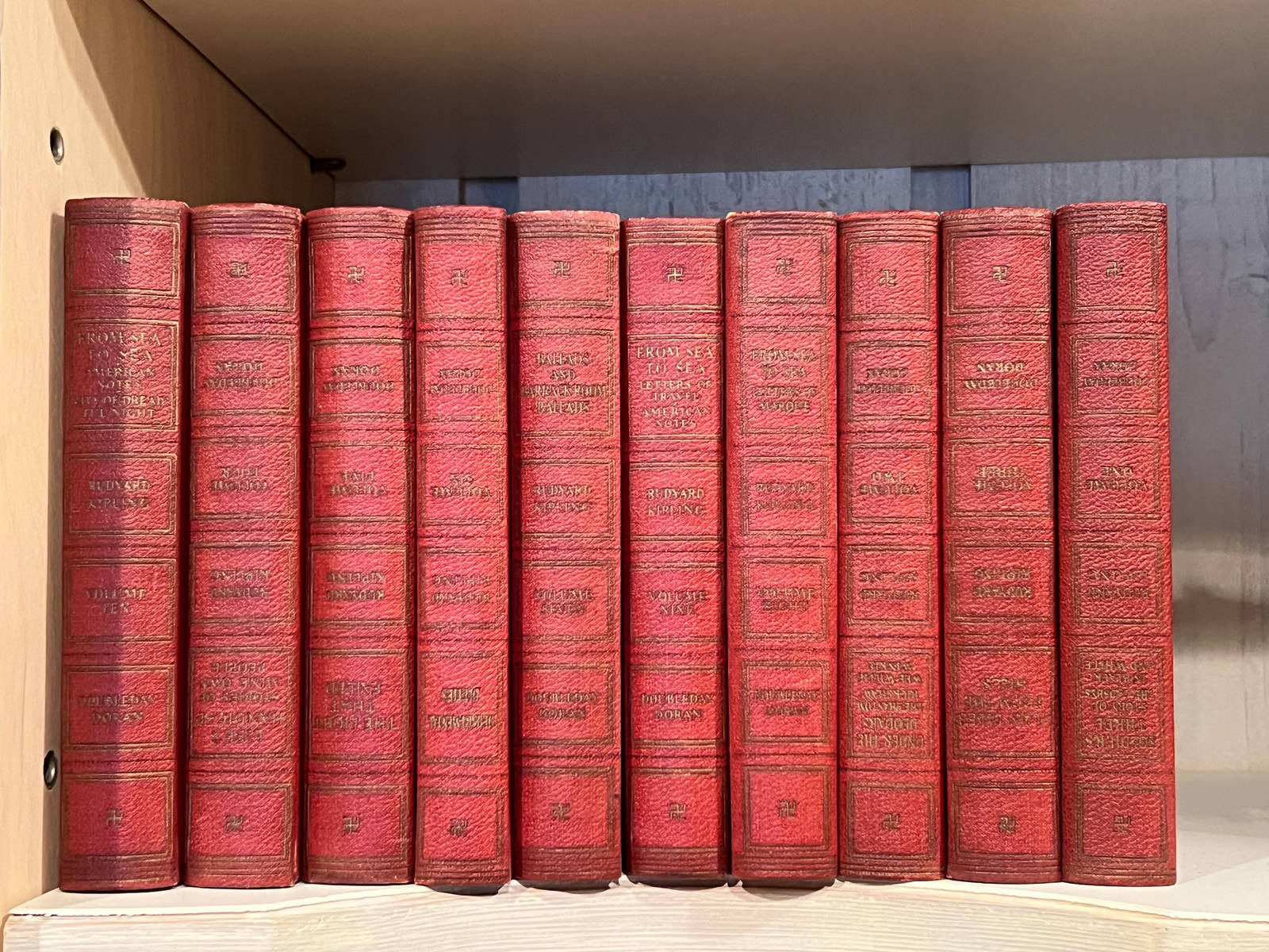 Vintage Leather Bound Classics Novels Books Book Set Red Auction