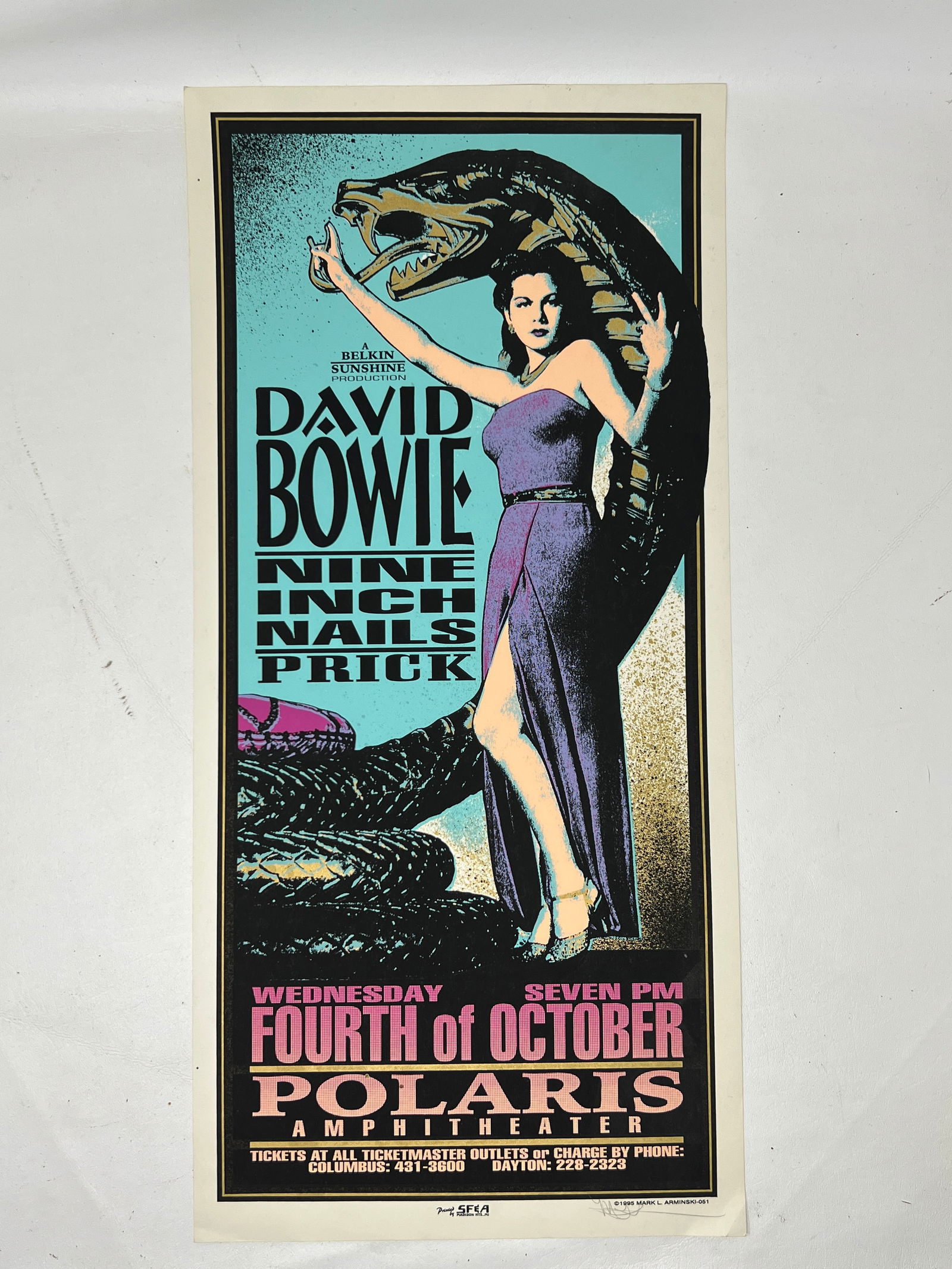 Mark Arminski Signed David Bowie, Nine Inch Nails, Prick Concert Poster ...