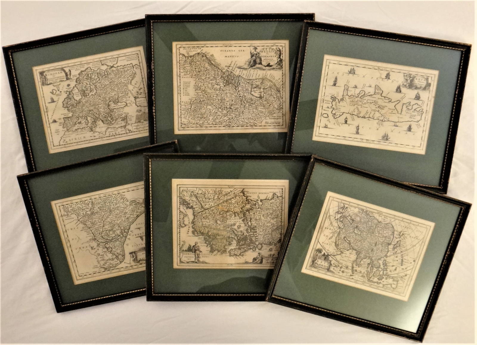 Six - 17th C. Maps Of Europe, Asia, England, Germany X2, Crete, Greece ...