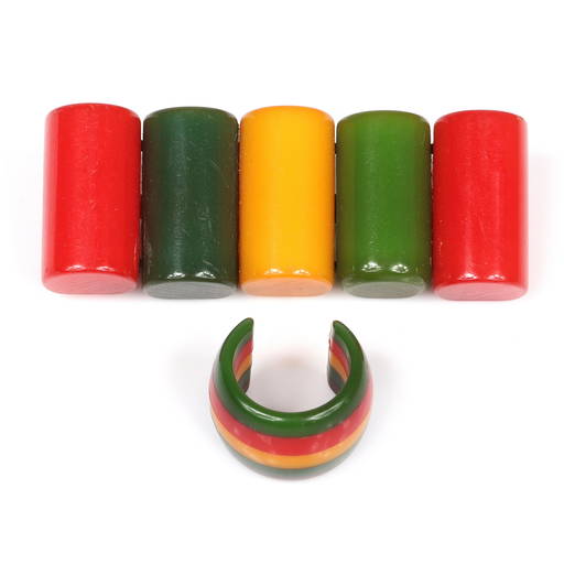 Vintage Bakelite 2pc. Jewelry; Tri Color Pin Brooch