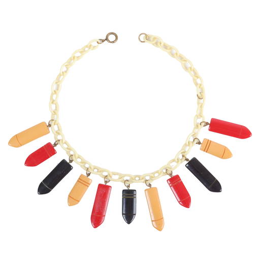 Patriotic Bakelite Necklace, With Dangling Bullets And