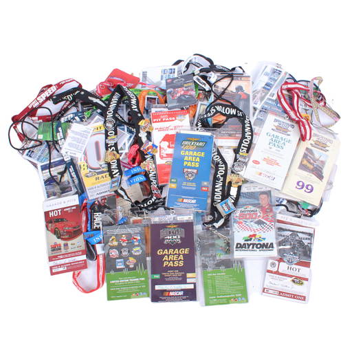 Lot Of 56 Lanyards With Race Credentials & Pins 8 1/2"h X 4"w (one)
