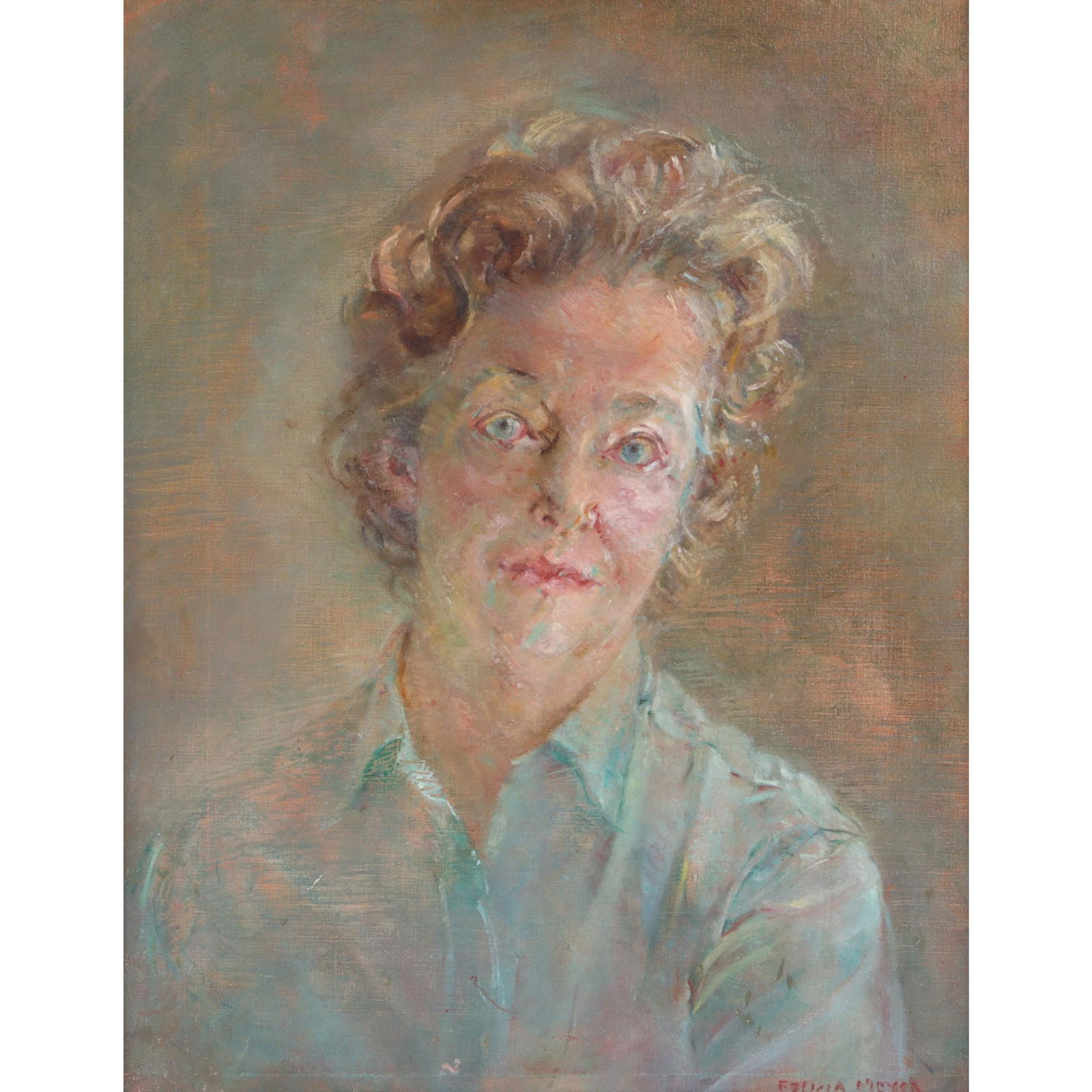 Felicia Meyer Marsh, New York (1913 - 1974), Self Portrait, oil on canvas, 17 5/8"H x 13 5/8"W ...