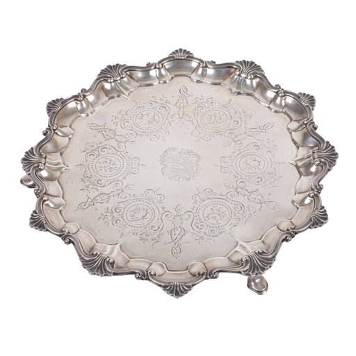 John Samuel Hunt English Victorian Sterling Silver Salver Tray With ...