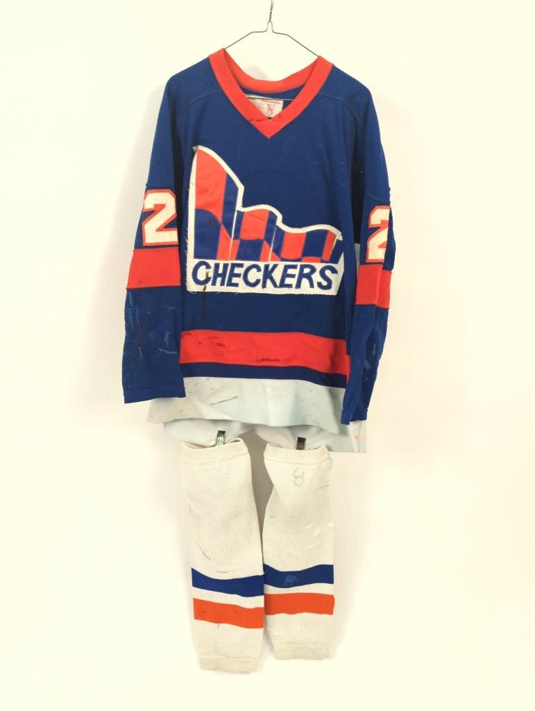 1981 82 Indianapolis Checkers Charlie Skjodt Game Used Hockey Jersey