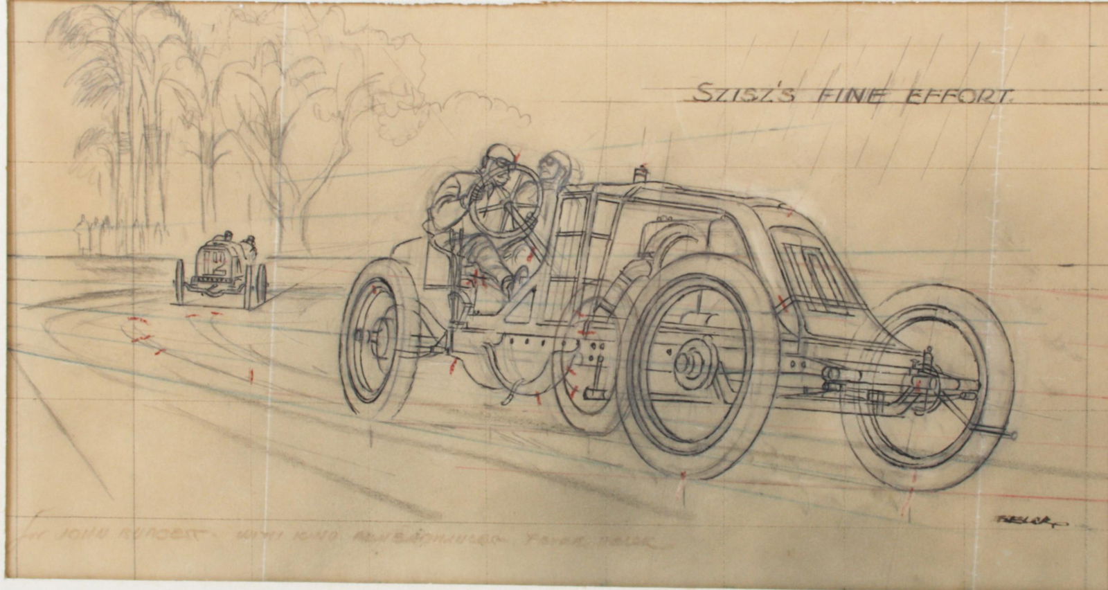 Szi5z's Fine Effort Race Car Line Drawing By Peter Helck