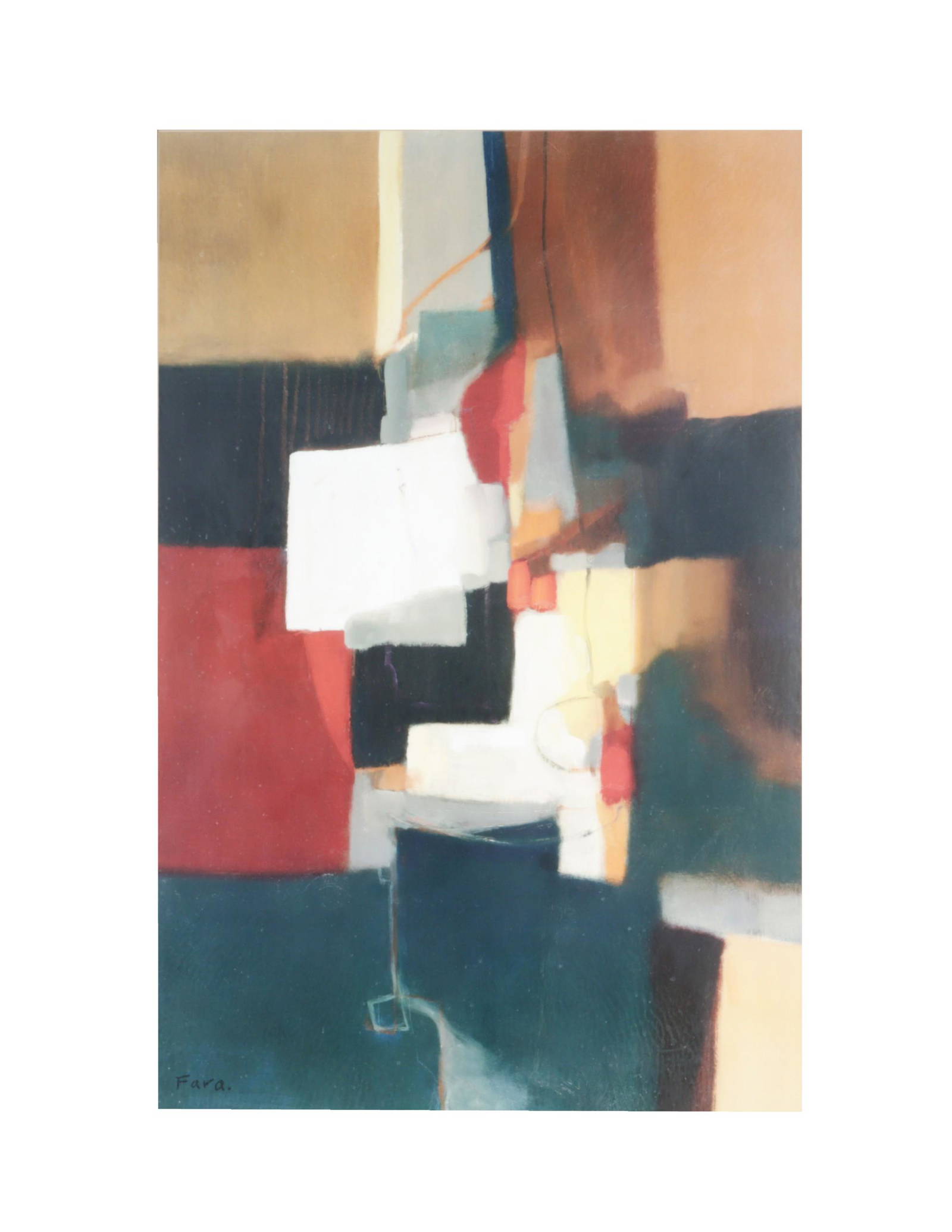 Fara Bell, (20th Century), Modernist Abstract, Large Framed Decorator ...
