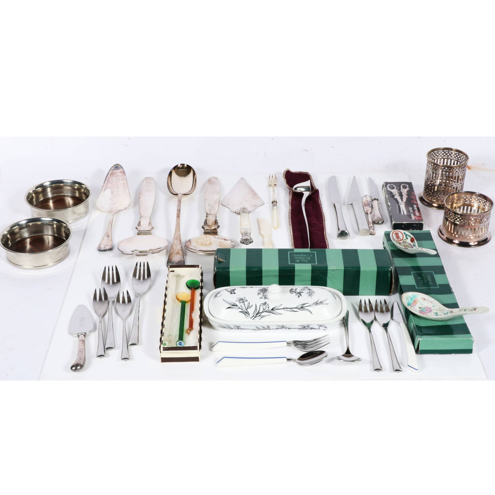 Collection Of Flatware And Utensils: The Bombay Company Silver Plate ...