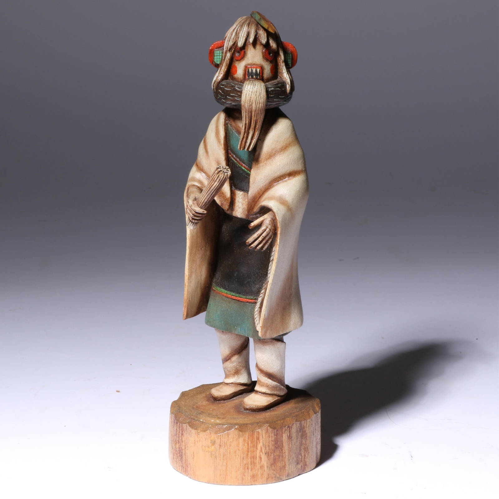Masau'u "earth God" Katsina By Jonathan Day, Hopi - Hopi Kachina Doll Carving 9 1/4"h X 3"diam ...