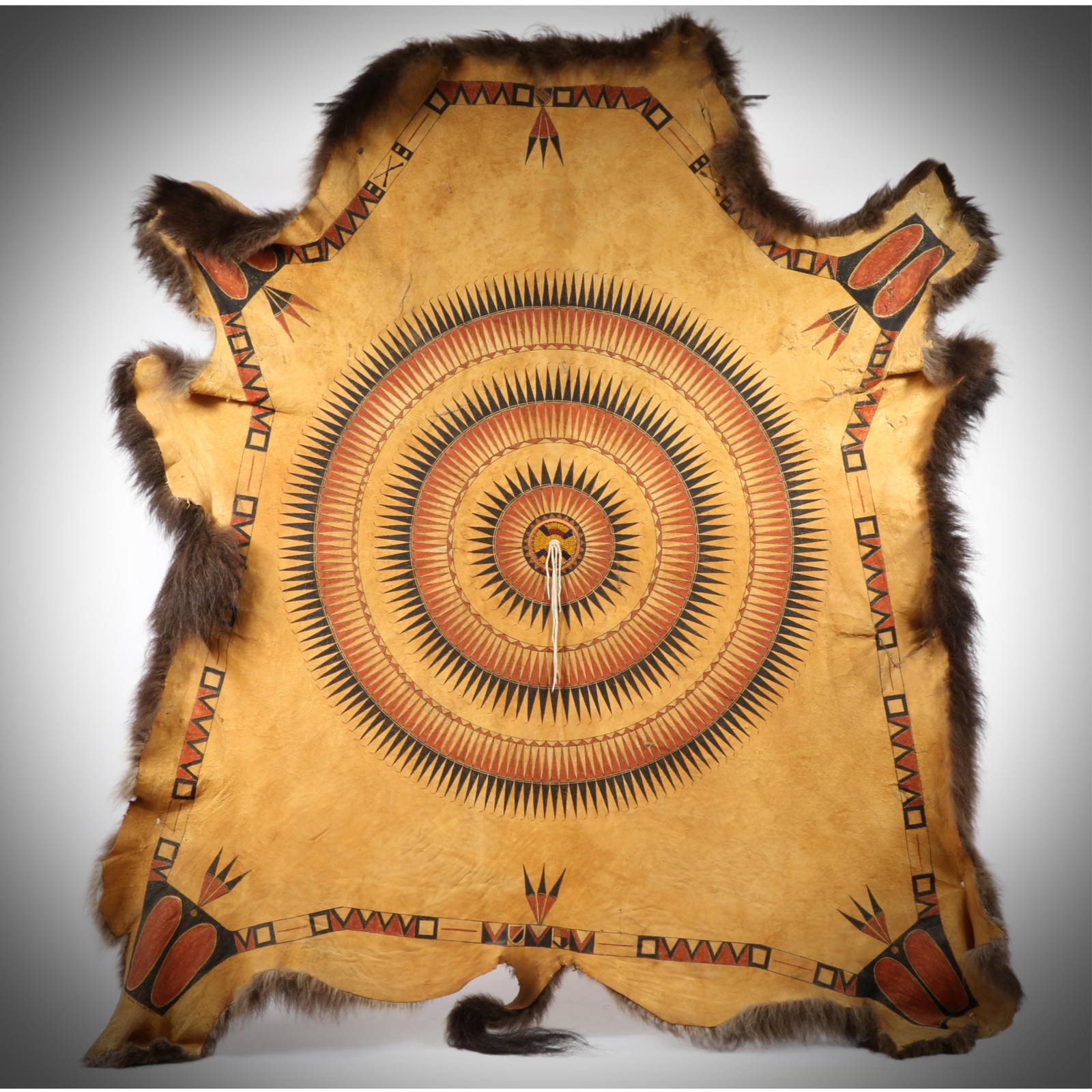 Northern Plains Black War Bonnet Authentic Buffalo Robe 50" Wide At Top ...