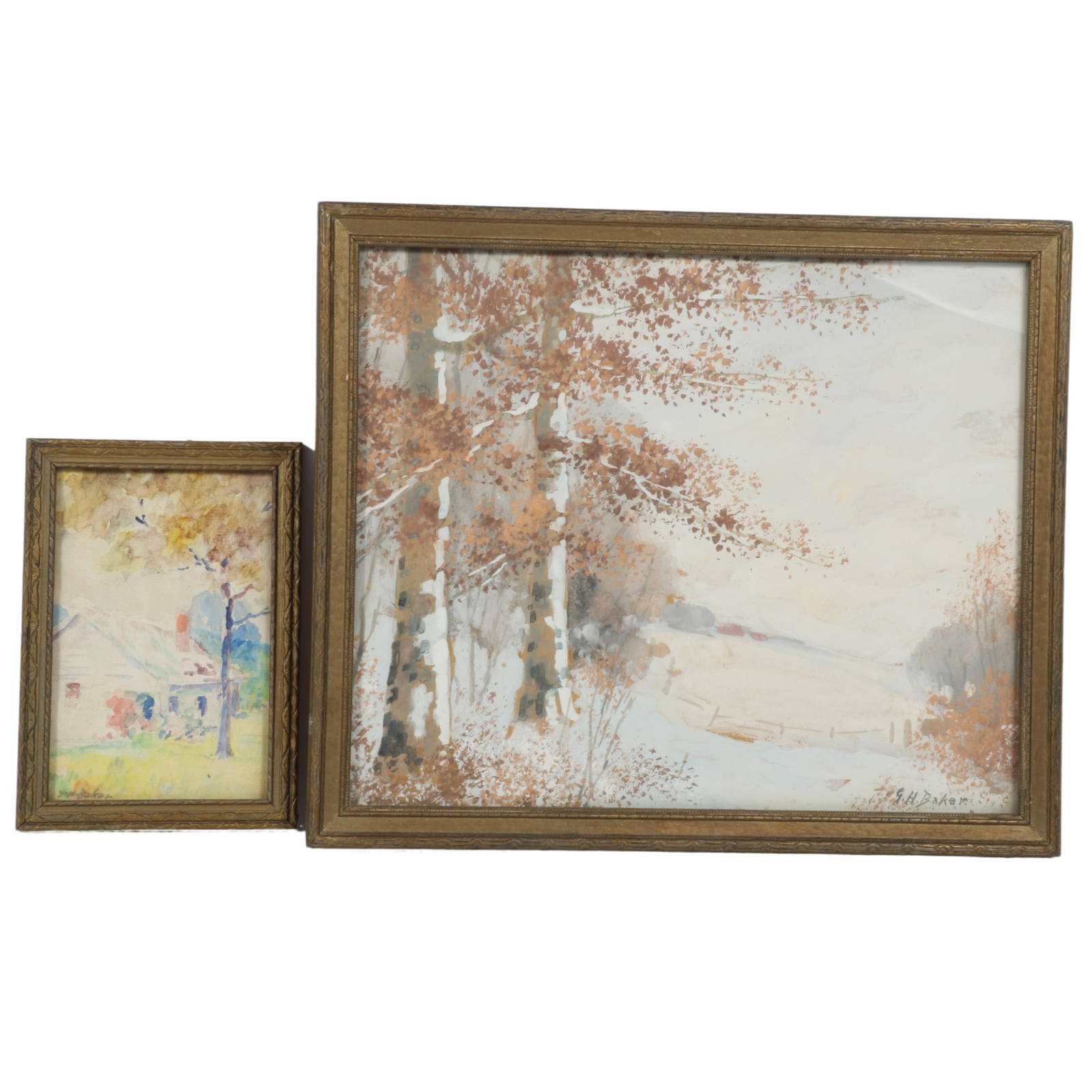 George Herbert Baker, Indiana (1878-1943), Two Landscape Paintings ...