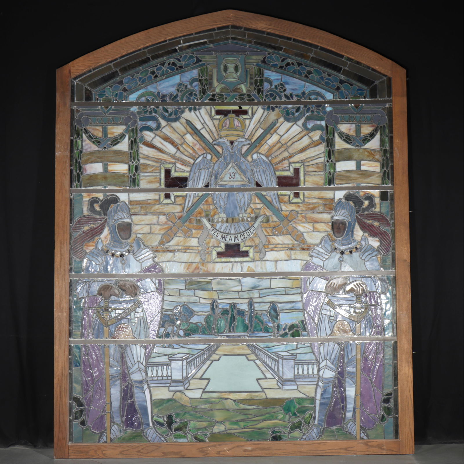 Large Antique Freemason / Masonic / 33rd Degree Scottish Rite Stained ...