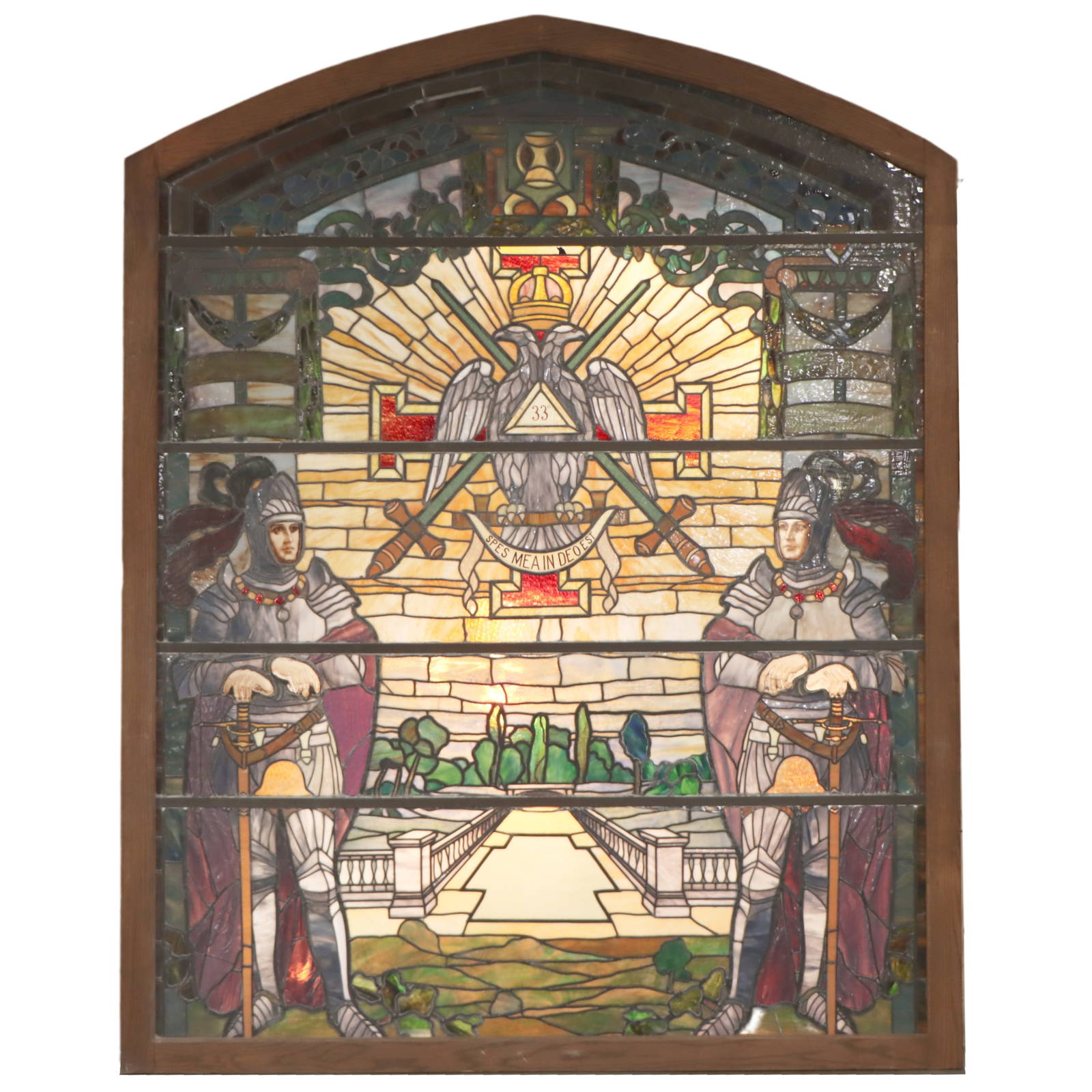 Large Antique Freemason / Masonic / 33rd Degree Scottish Rite Stained ...