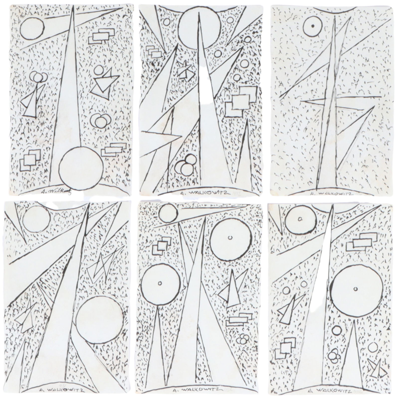 Abraham Walkowitz, Russian American (1878-1965), Series Of 6 Geometric ...