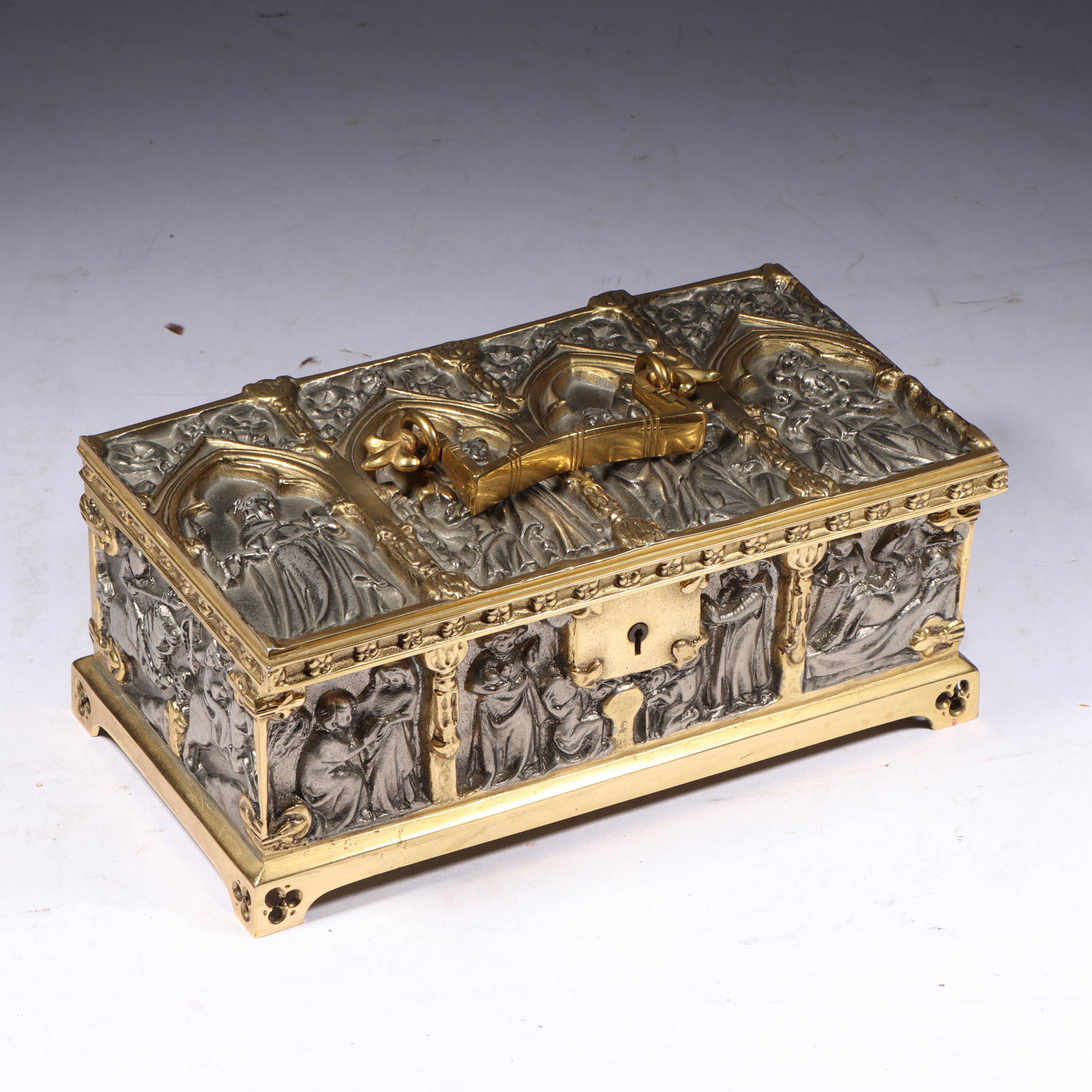 German Gothic Revival/art Deco? Brass Erhard & Sohne Jewelry Box With ...