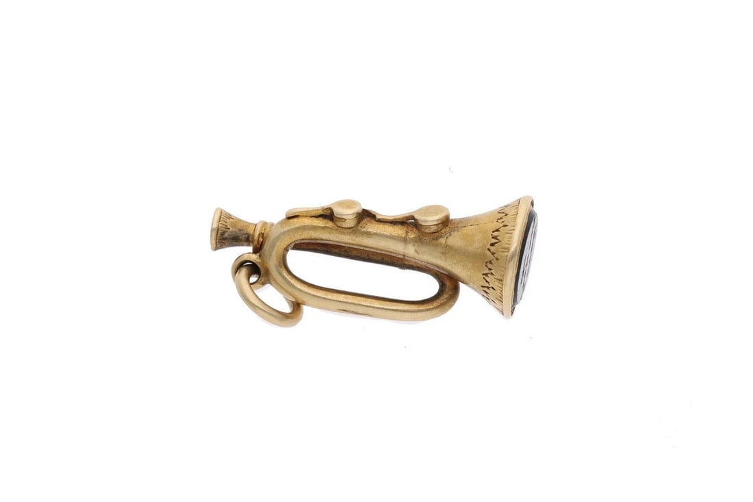 Antique 15ct Gold And Bloodstone Trumpet Charm Auction